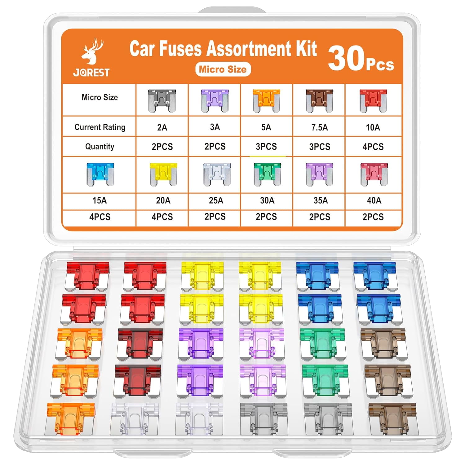 SH 30Pcs Car Fuse Kit - Micro Blade Fuses Automotive (Low Profile Mini ...