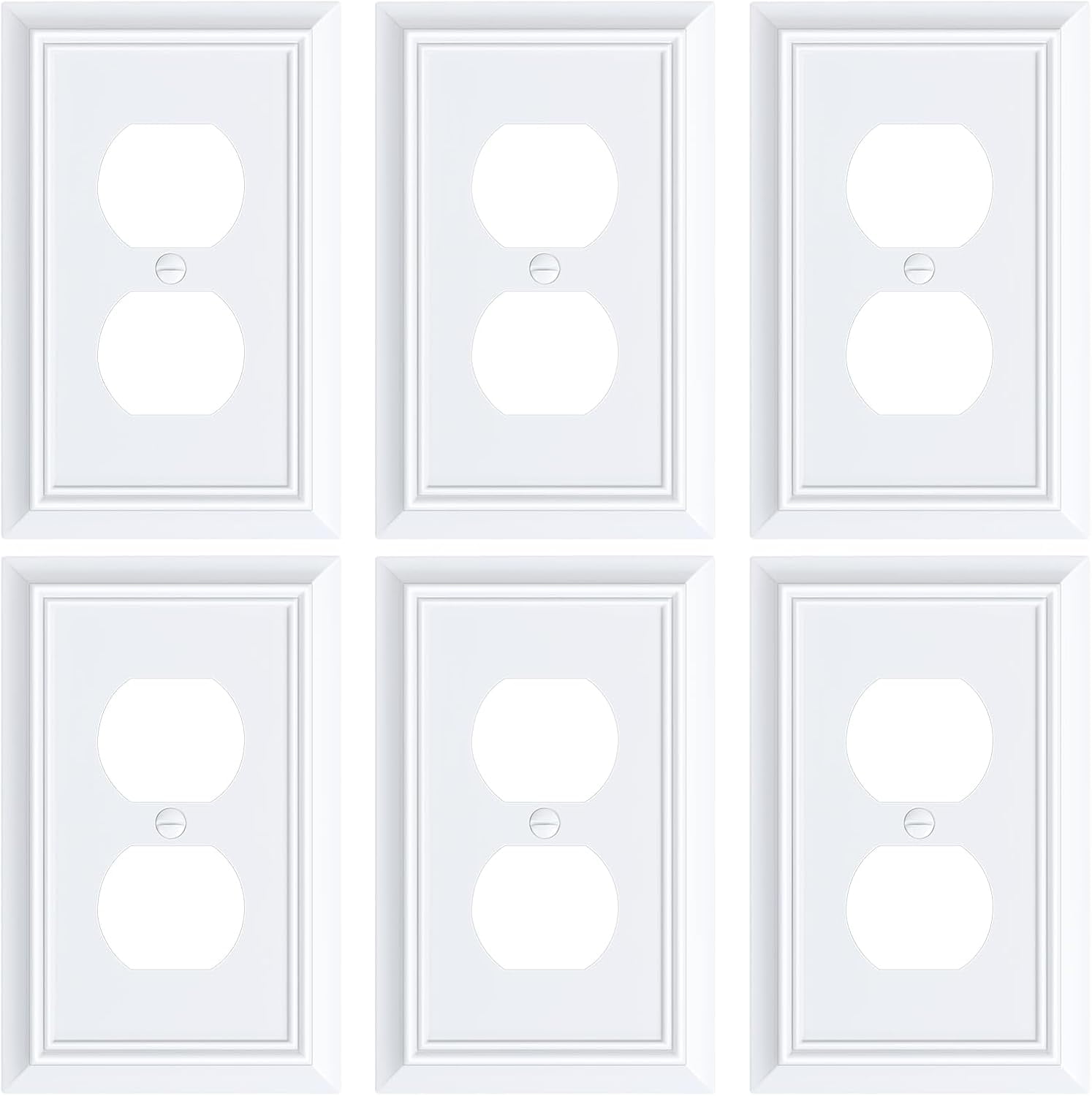 SH 6-Pack Duplex Outlet Cover Plate, Decorative Pure White Switch ...