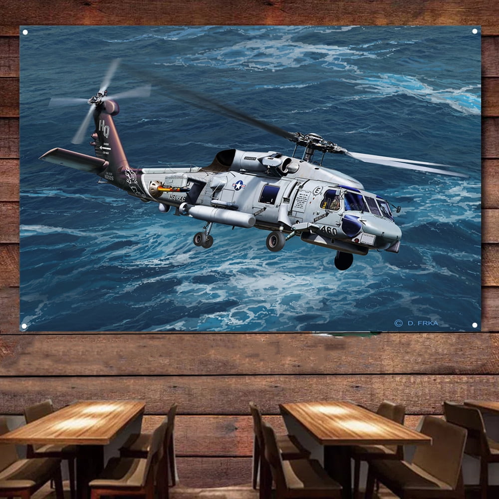 SH-60 Navy Attack Helicopter Posters and Prints Wall Banner & Hanging ...
