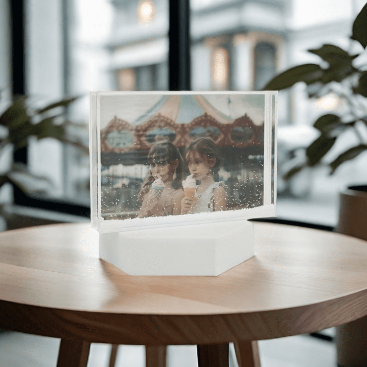 SH.DREAM 4x6 Inch Snow Acrylic Block Desktop Display Glitter Photo ...