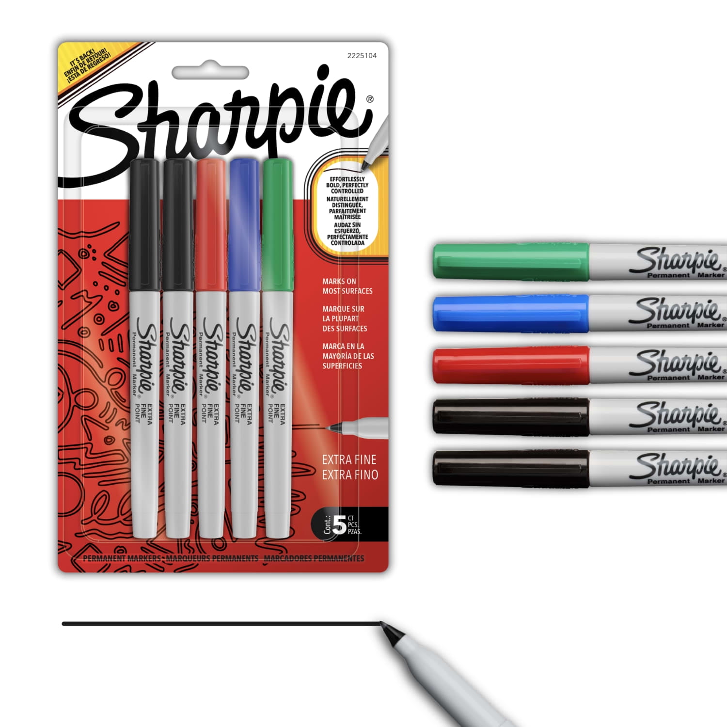 Sharpie Permanent Markers, Water- and Fade-Resistant, Extra Fine Point ...