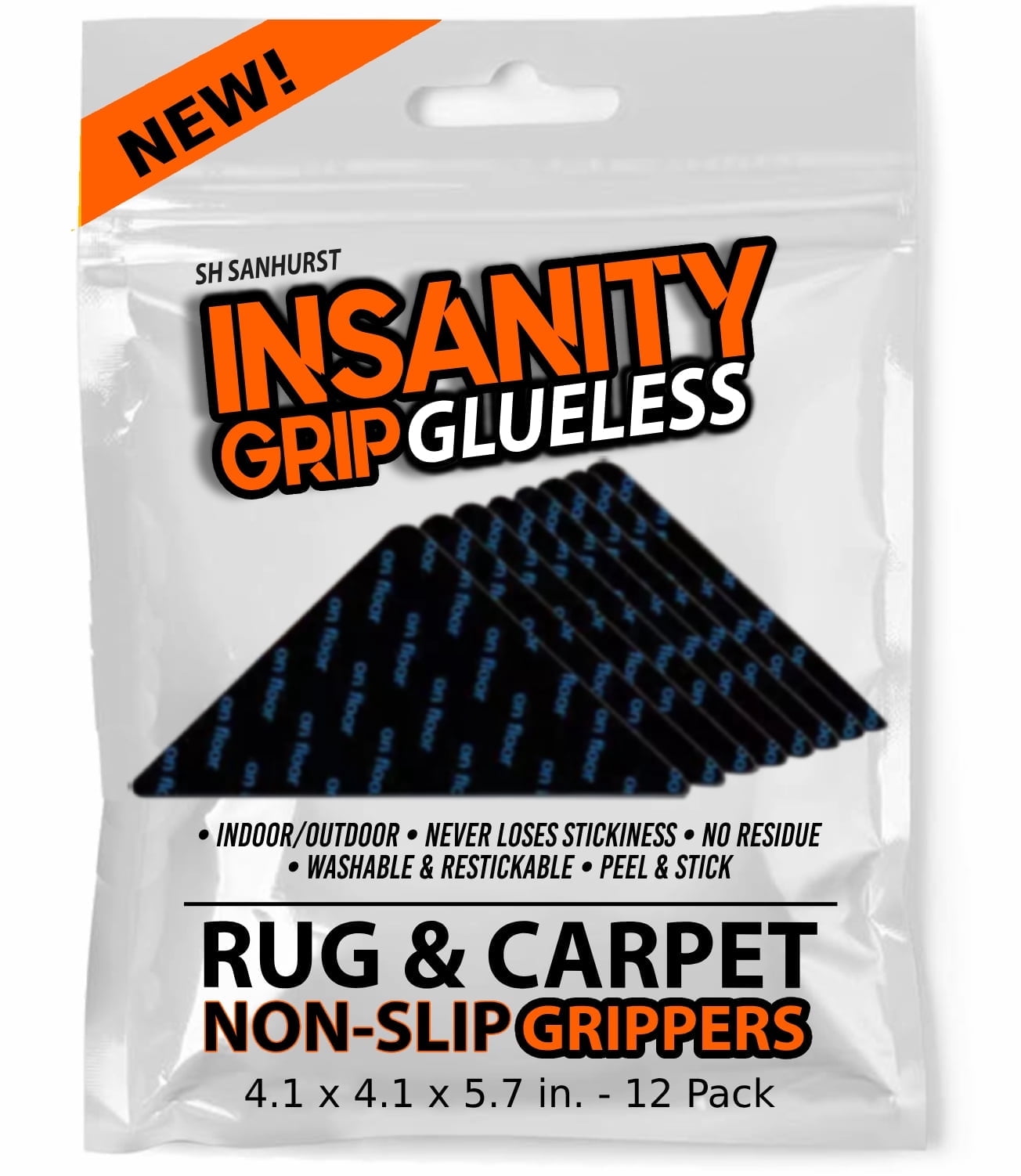 Insanity Grip Corner Rug Gripper Non-Slip Carpet Pads for Area Rugs and ...