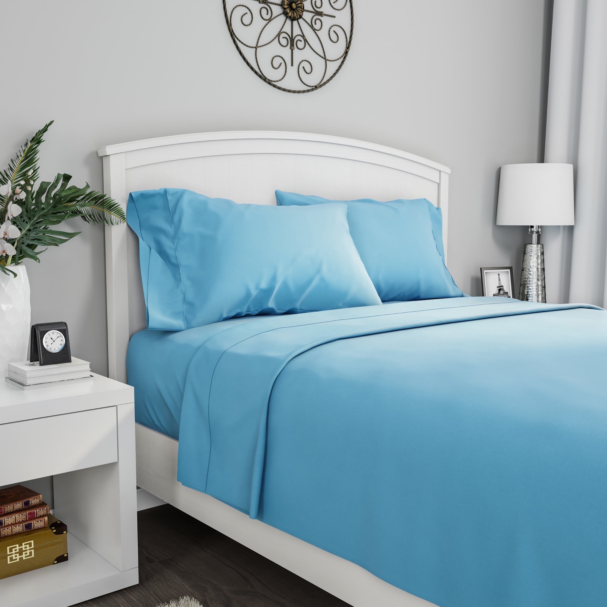 Somerset Home 4PC Microfiber Full Sheet Set with Pillowcases (Light ...