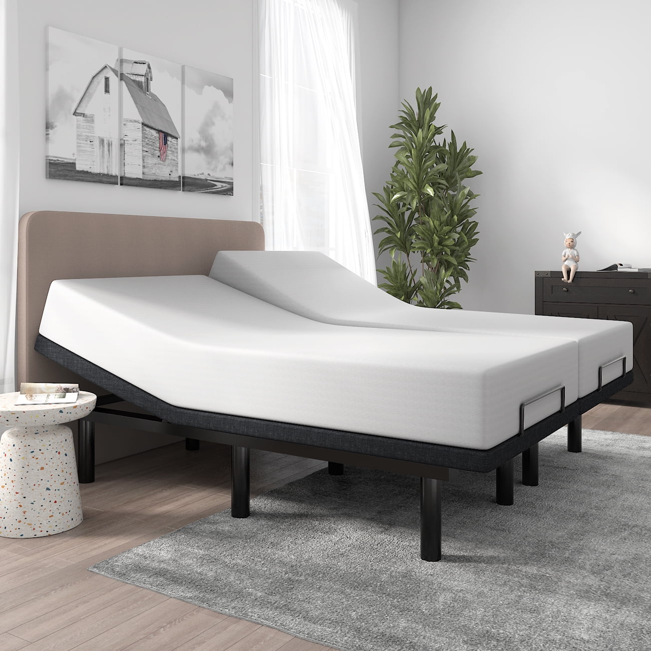 SHA CERLIN Basic Split King Size Ergonomic Adjustable Bed Base with ...