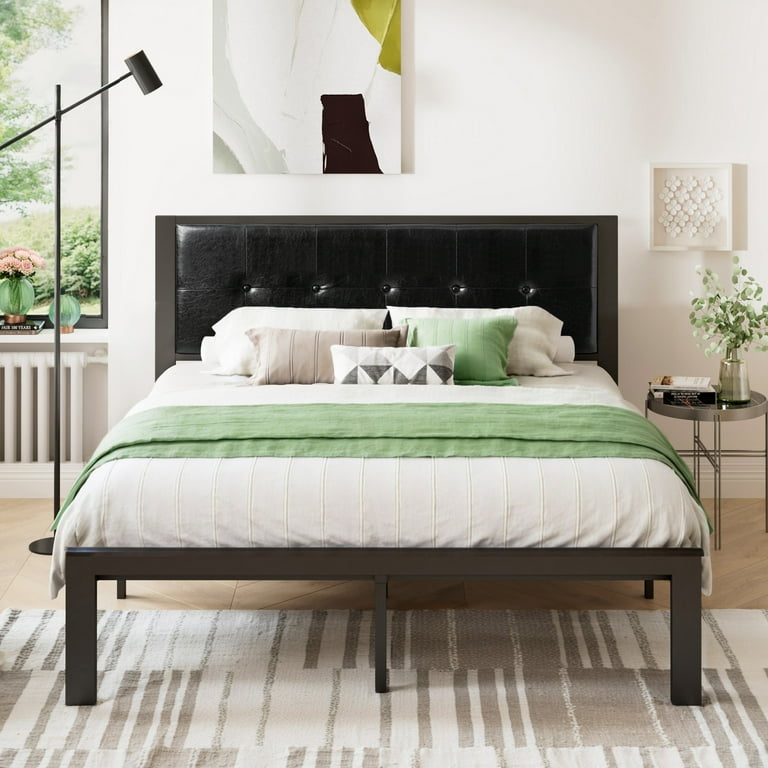 Black faux leather headboard store