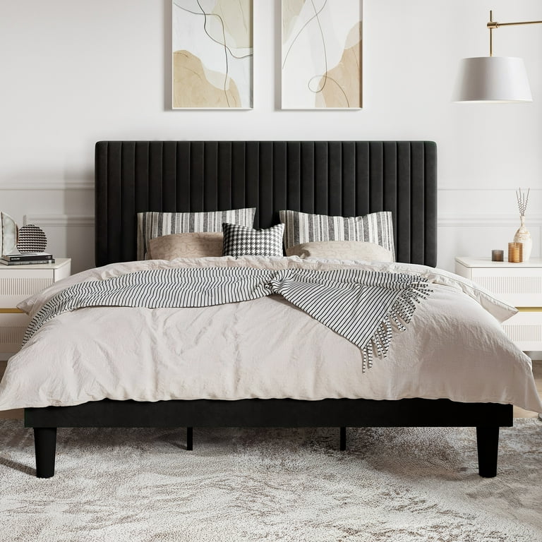 Black king size upholstered headboard store