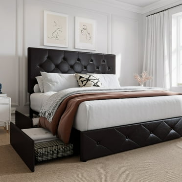 BELLEZE Upholstered Wall Mounted Black Bed Backboard Fits a Twin ...