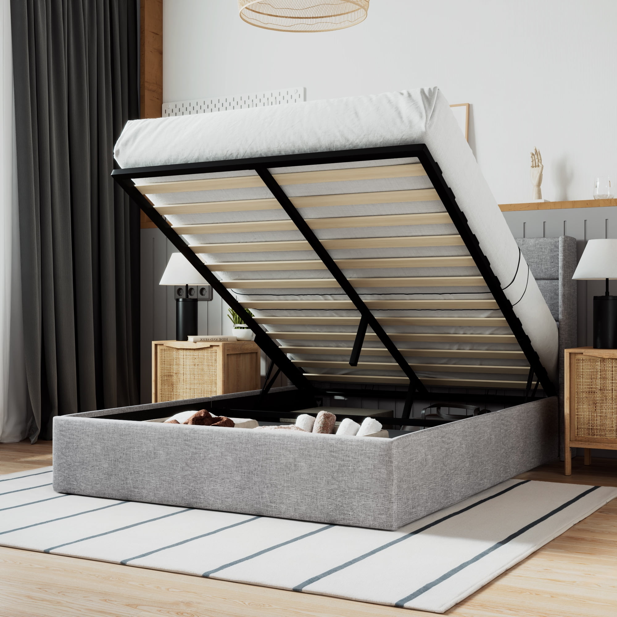 North adams upholstered storage platform bed store
