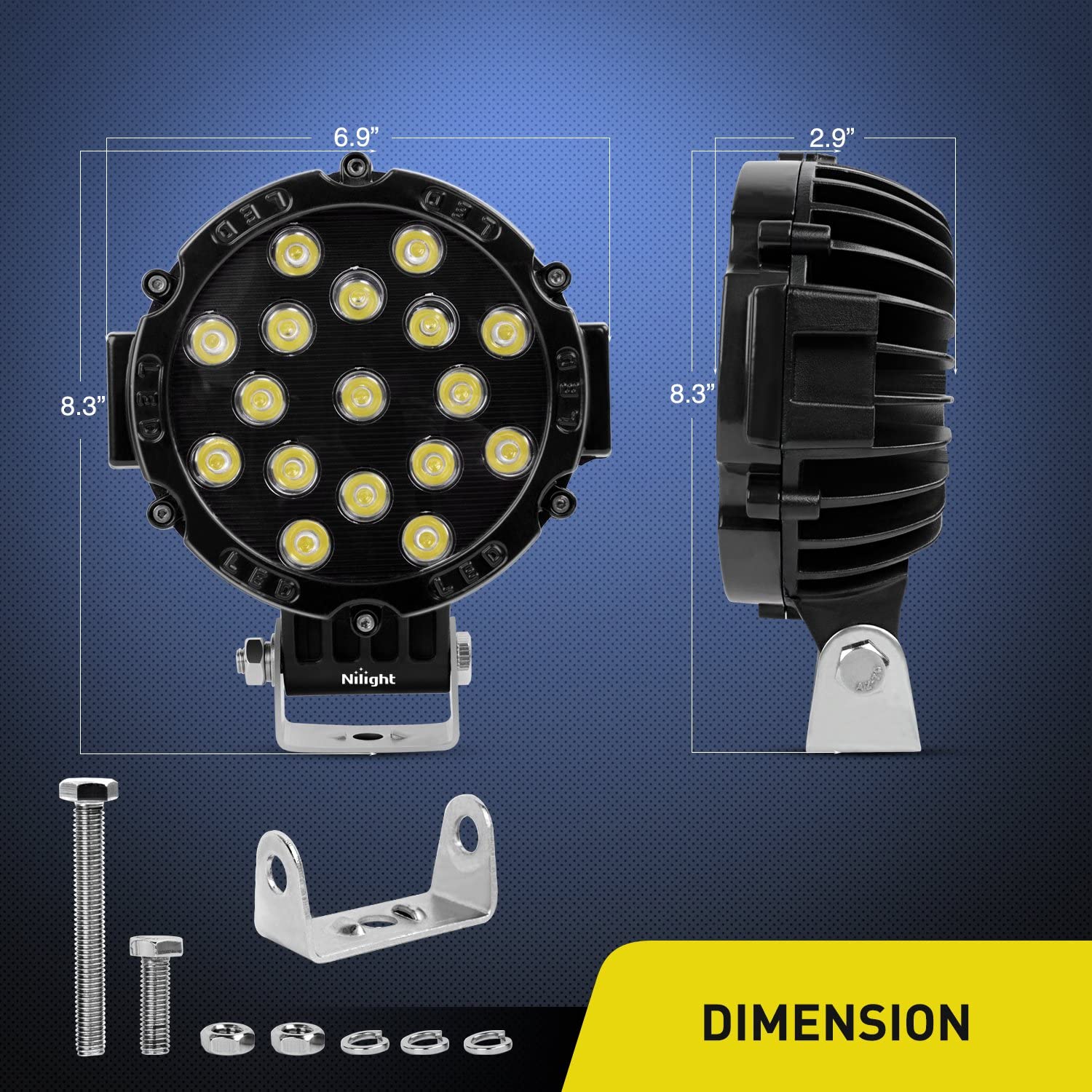 SHAANXIXIAN - 15023SB-B Led Light Bar 2PCS 7" 51w 5100LM Black Round ...