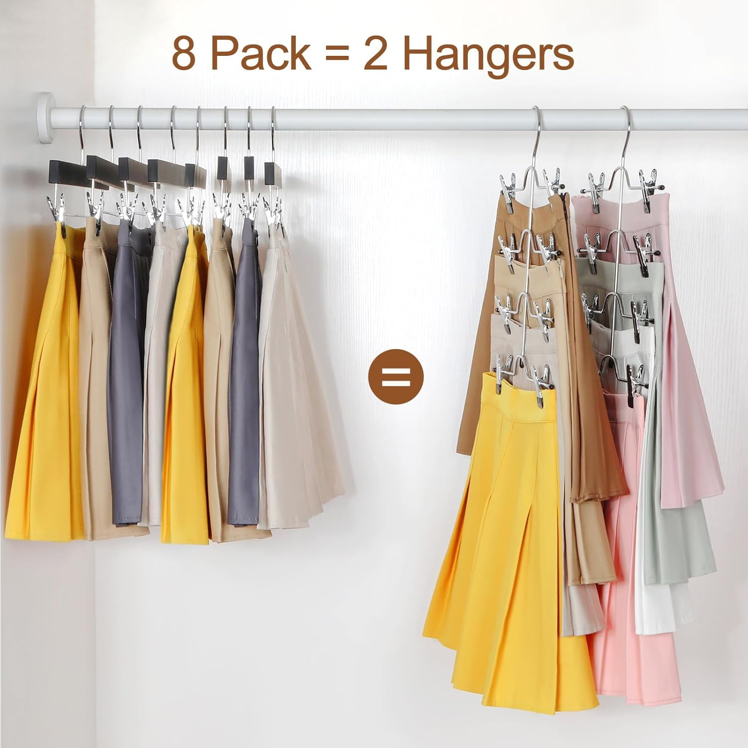 SHAANXIXIAN 4 Tier Metal Skirt Hangers for Women, Pants Hanger Space ...