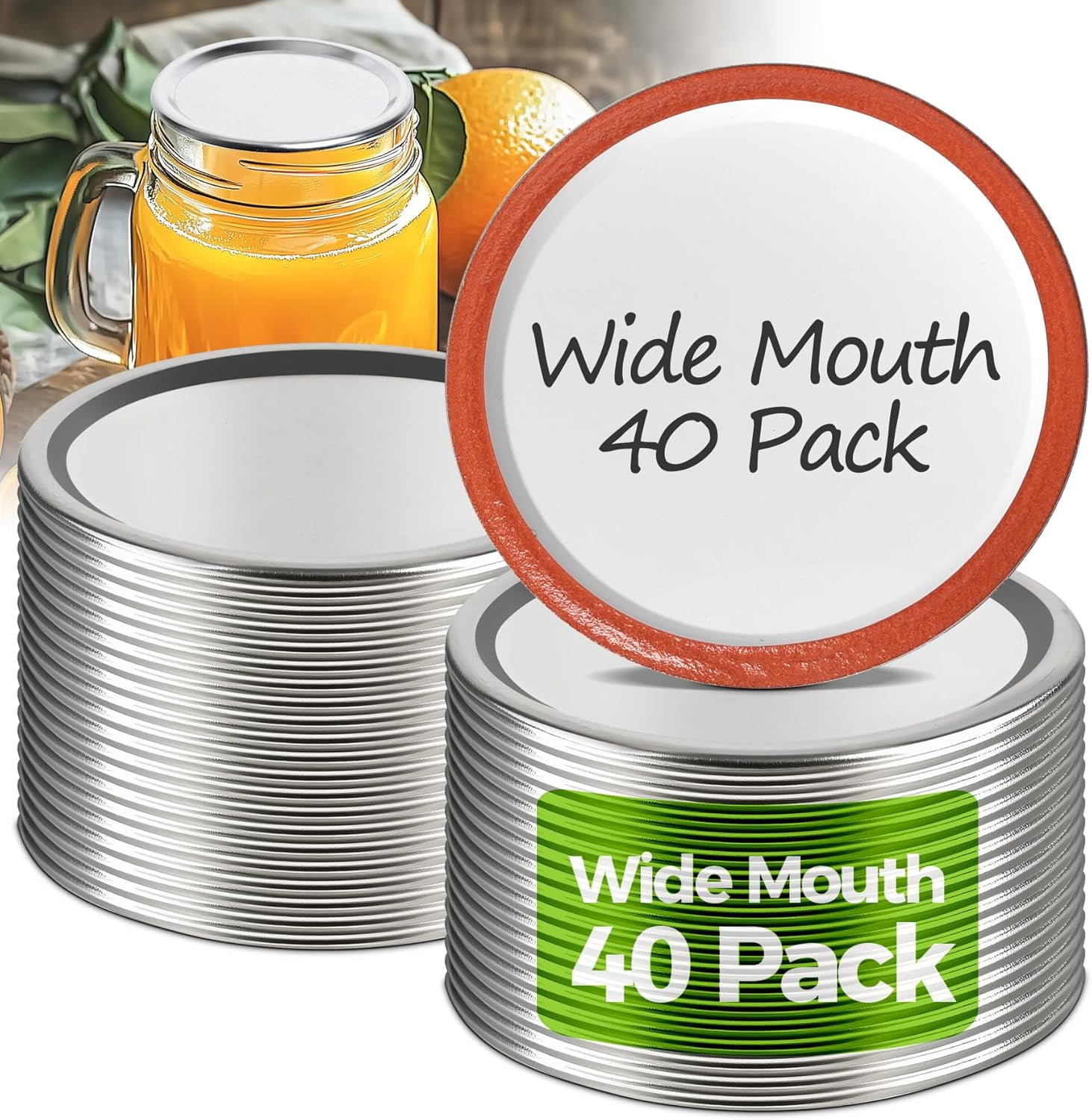 SHAANXIXIAN 40 Pcs Wide Mouth Mason Jar lids, Compatible with Electric ...