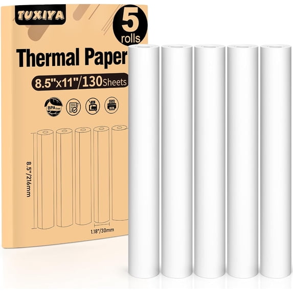 SHAANXIXIAN 5 Rolls Thermal Printer Paper 8.5"x11" US Letter Size, BPA ...
