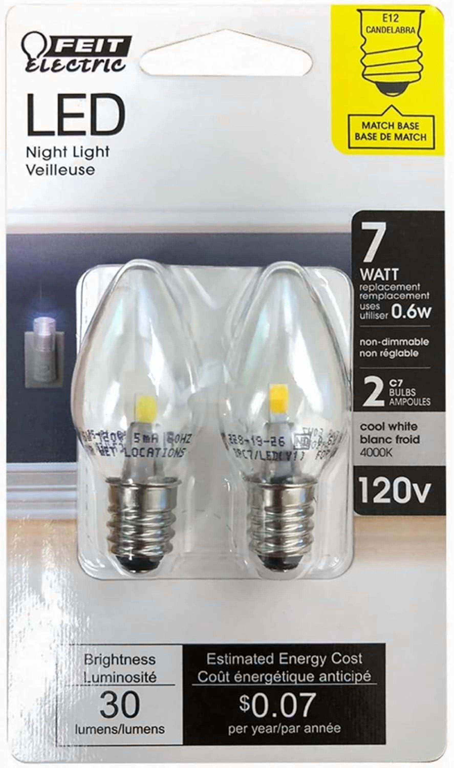 SHAANXIXIAN BPC7/LED 0.6 Watt Non Dimmable C7 Candelabra Base, Clear ...