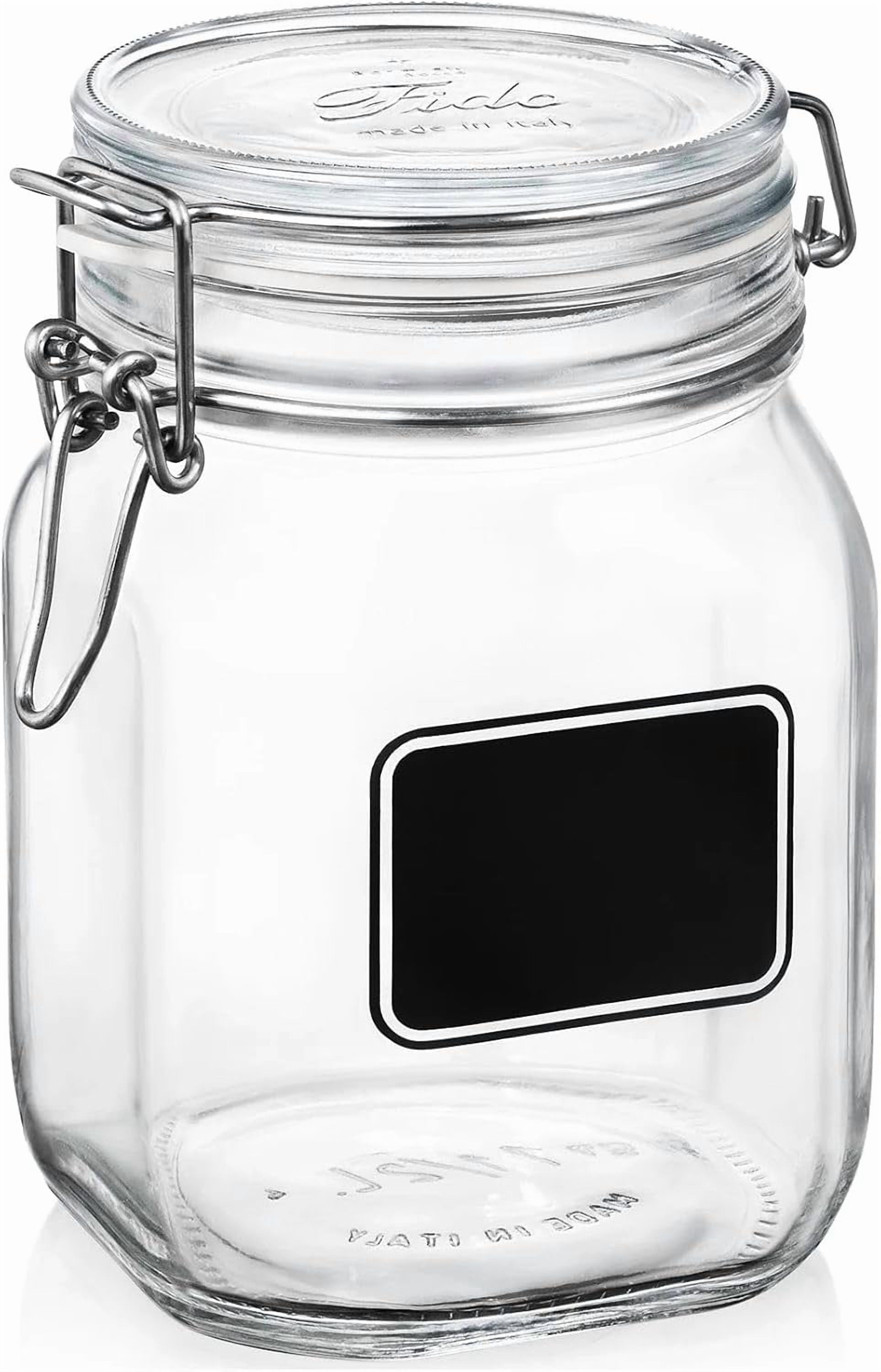 SHAANXIXIAN Fido Square Clear Jar with Chalkboard, 33-3/4-Ounce ...