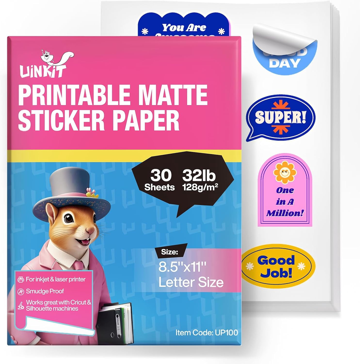 SHAANXIXIAN Printable Matte Sticker Paper for Inkjet and Laser Printers ...