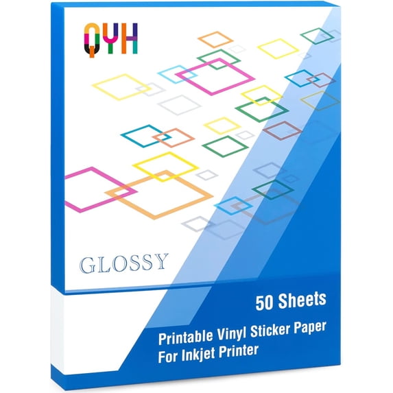 SHAANXIXIAN Printable Vinyl for Inkjet Printer Glossy 50 Sheets Sticker ...