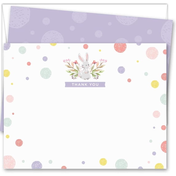 SHAANXIXIAN Spring Bunny Thank You Cards | 25 Flat Note Cards and ...