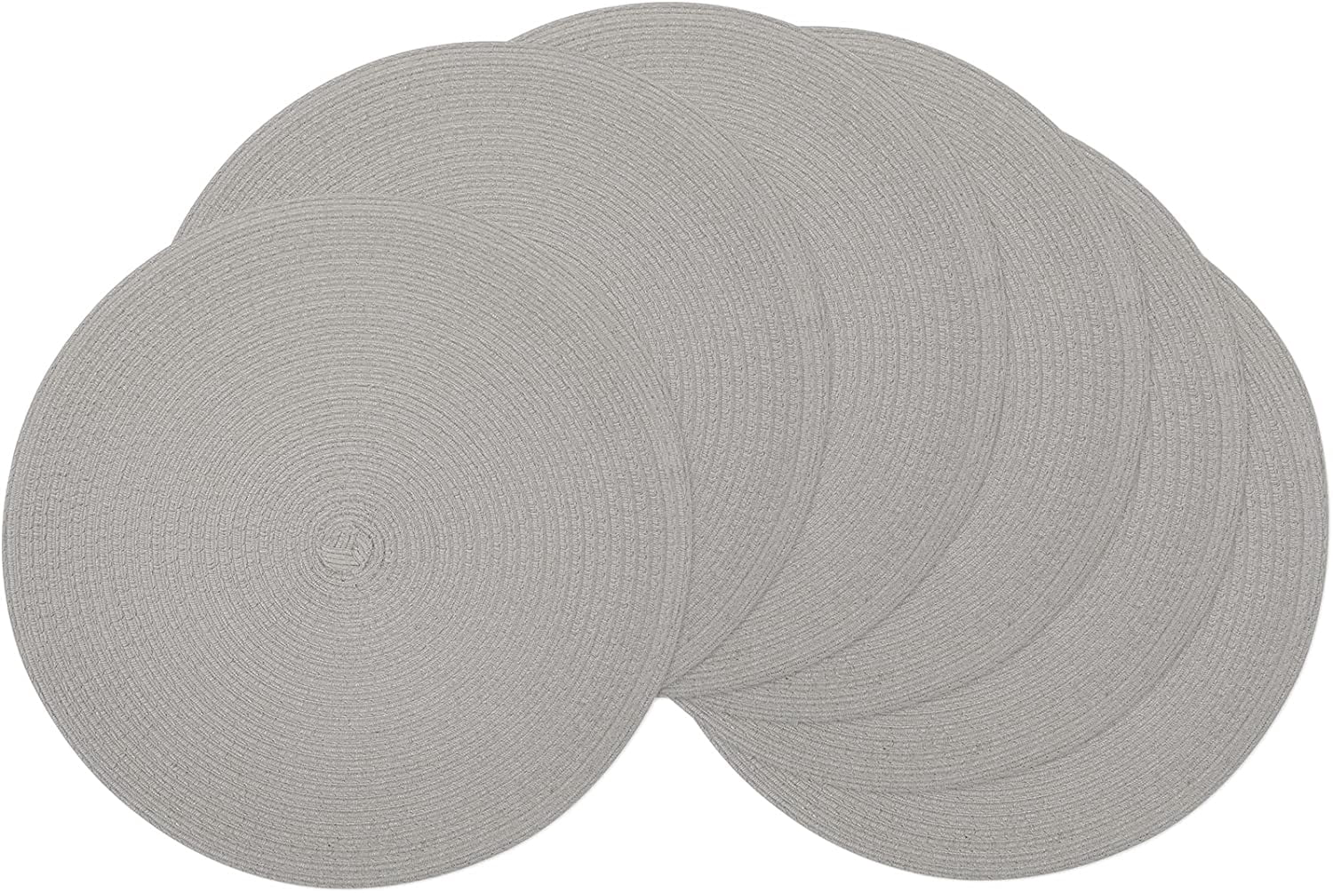 SHACOS Round Braided Placemats Set of 6 Thick Fabric Circle Grey Place ...