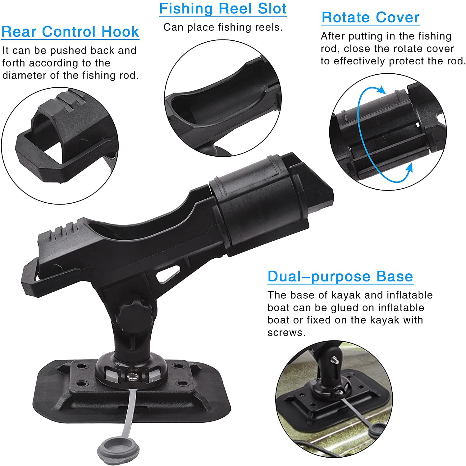 SHADDOCK Power Lock Rod Holder with 2 Side Mounts - Adjustable Boat ...