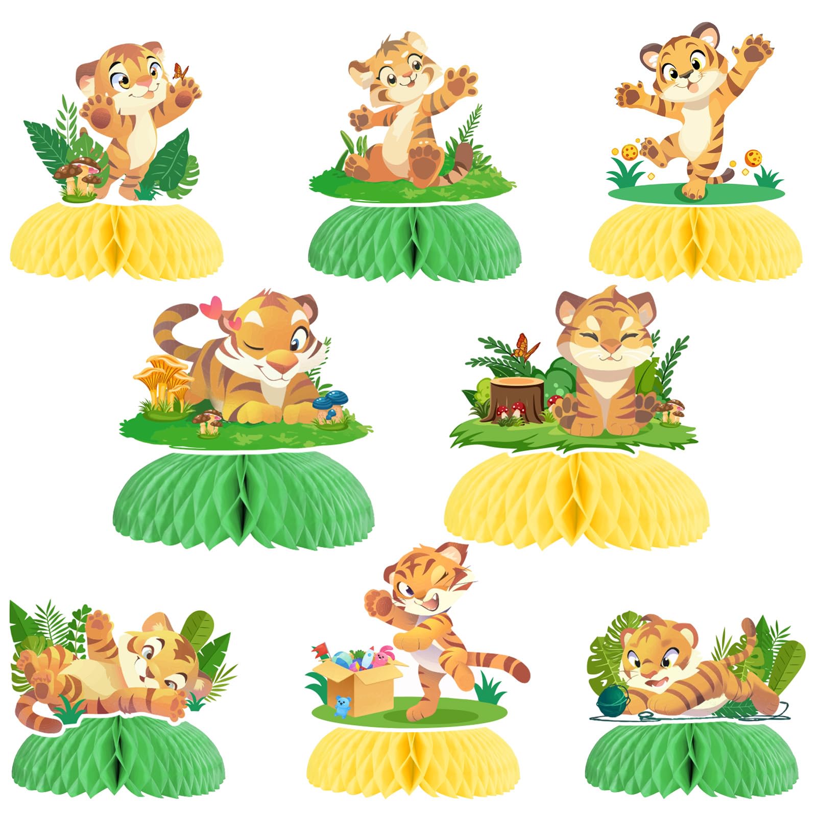 SHADOAMP 8pcs Tiger Honeycomb Centerpieces, Tiger Birthday Party Table ...