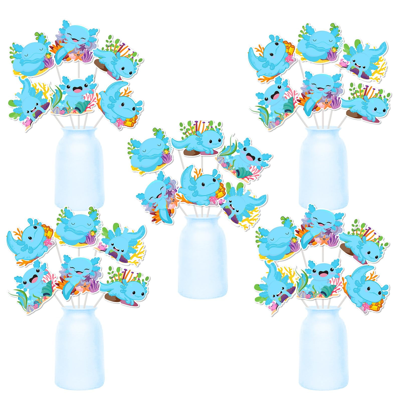 SHADOAMP Axolotl Party Decorations Boy, 24pcs Blue Axolotl Theme Table ...
