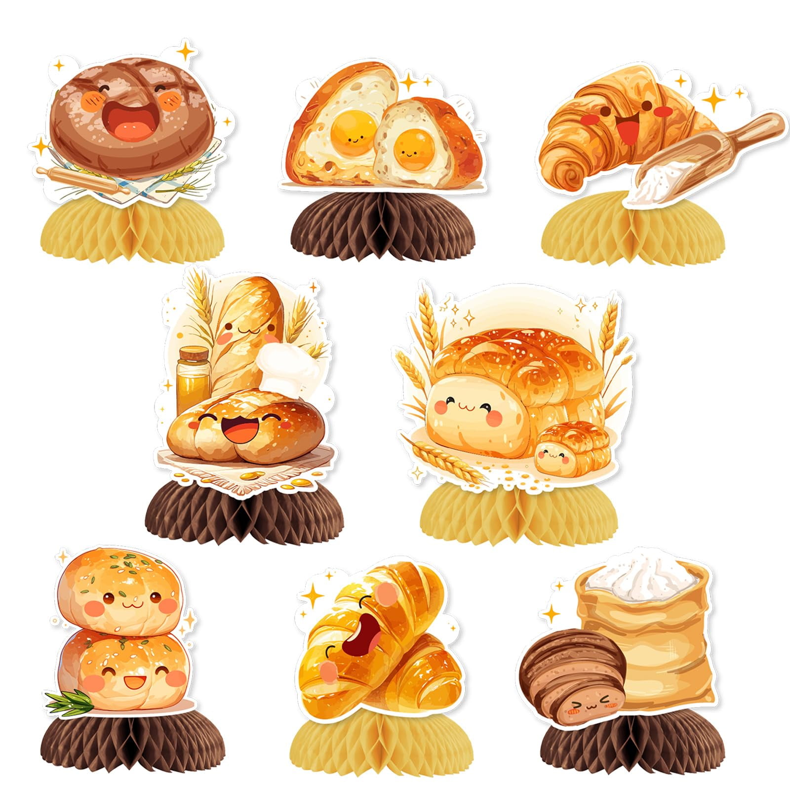 SHADOAMP Bread Party Decorations, 8pcs Bread Honeycomb Centerpiece ...