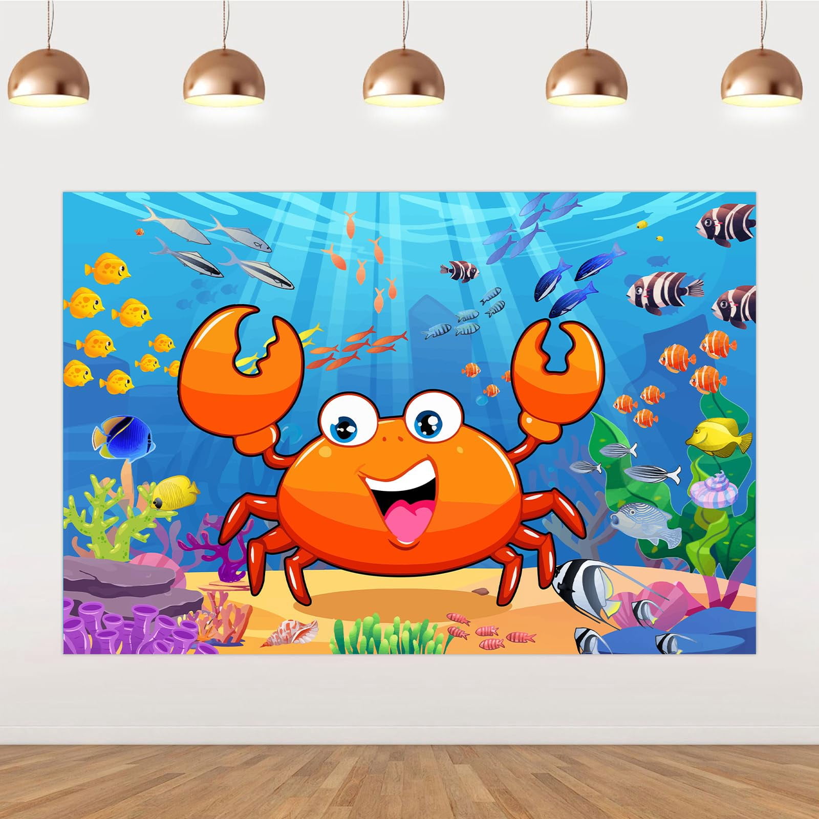 SHADOAMP Crab Birthday Party Decorations, Crab Backdrop Banner 3 x 5ft ...