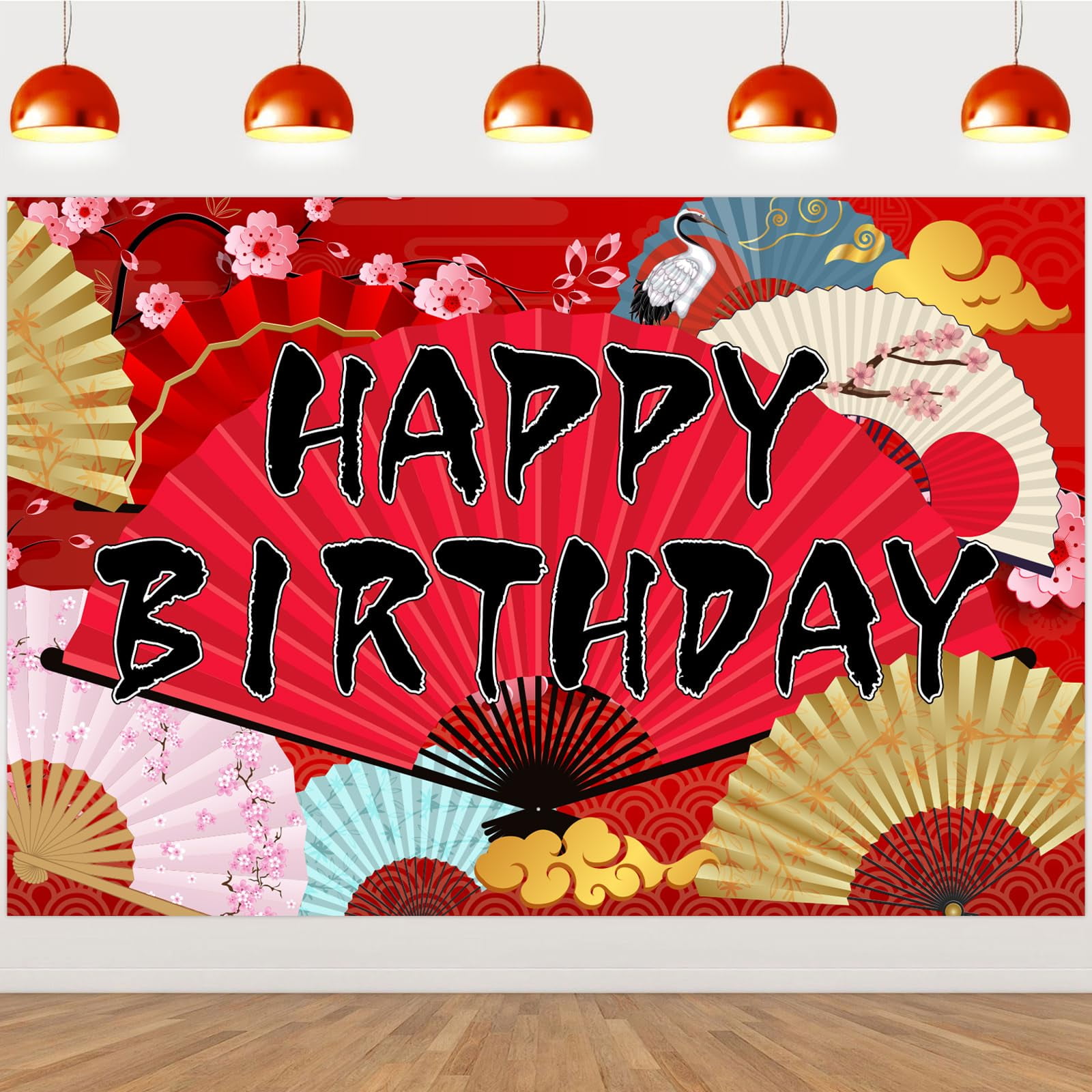 SHADOAMP Folding Fans Birthday Decorations, Folding Fans Happy Birthday ...