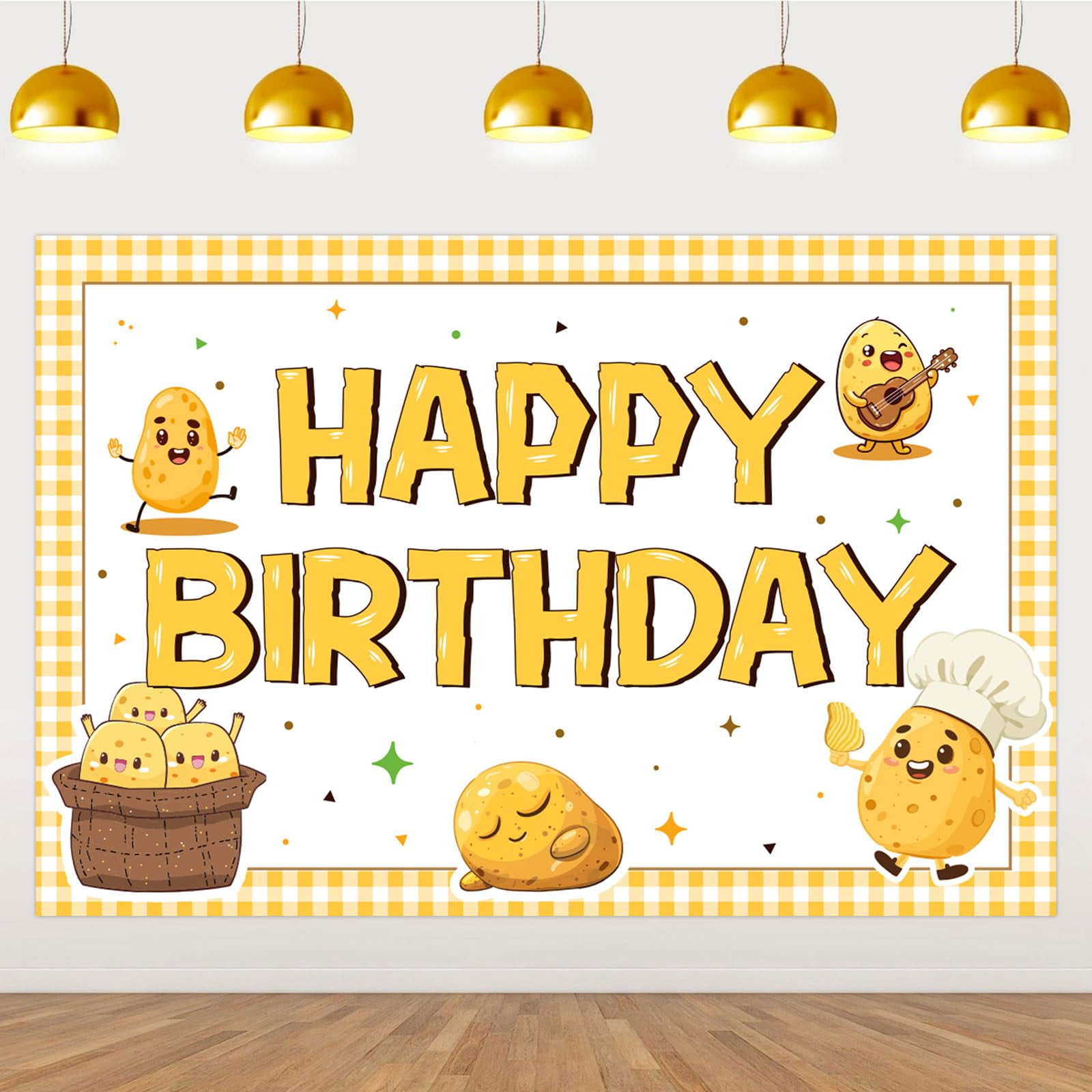 SHADOAMP Potato Backdrop Birthday Decorations, Potato BSL1 Happy ...
