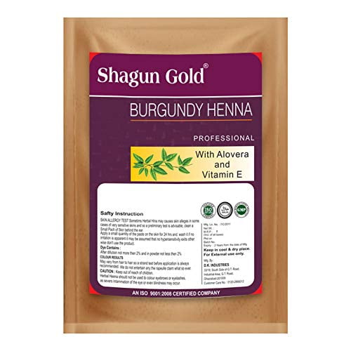 SHAGUNGOLD Burgundy Henna Hair Color Powder Enriched with Aloevera ...