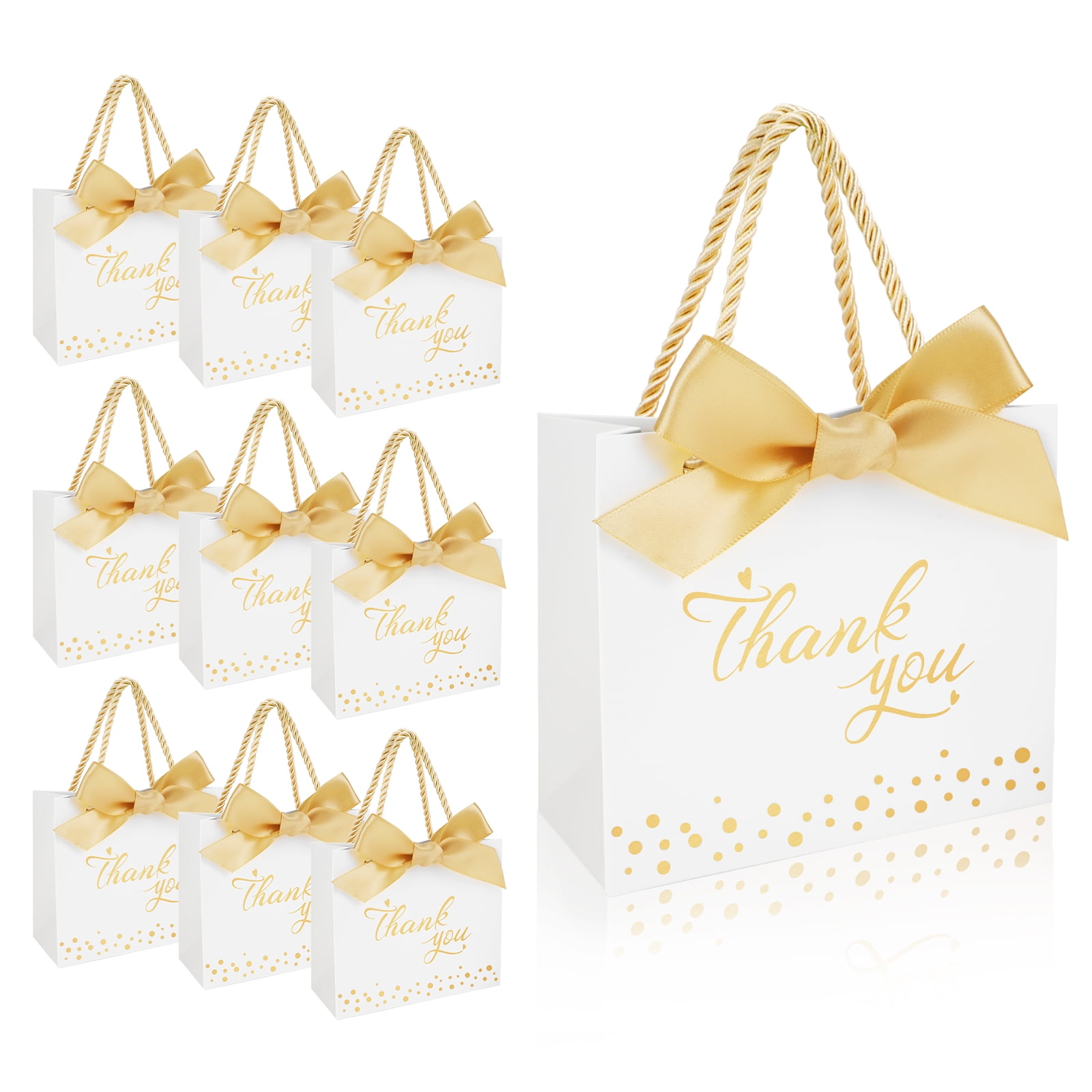 SHAIDOJIO 50 Pcs Small Thank You Gift Bags with Handle, Mini Party ...