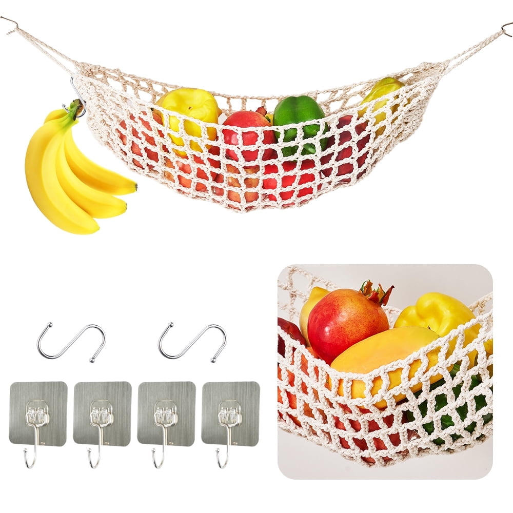 SHAIDOJIO Hanging Fruit Basket for Kitchen, Fruit Hammock Under Cabinet ...