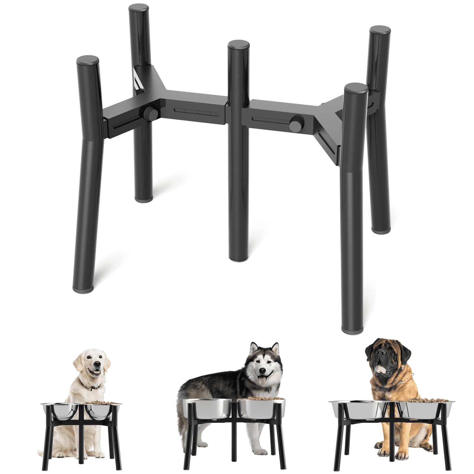 SHAINFUN Adjustable Dog Bowl Stand for Large & Medium Dogs, Raised Dog ...