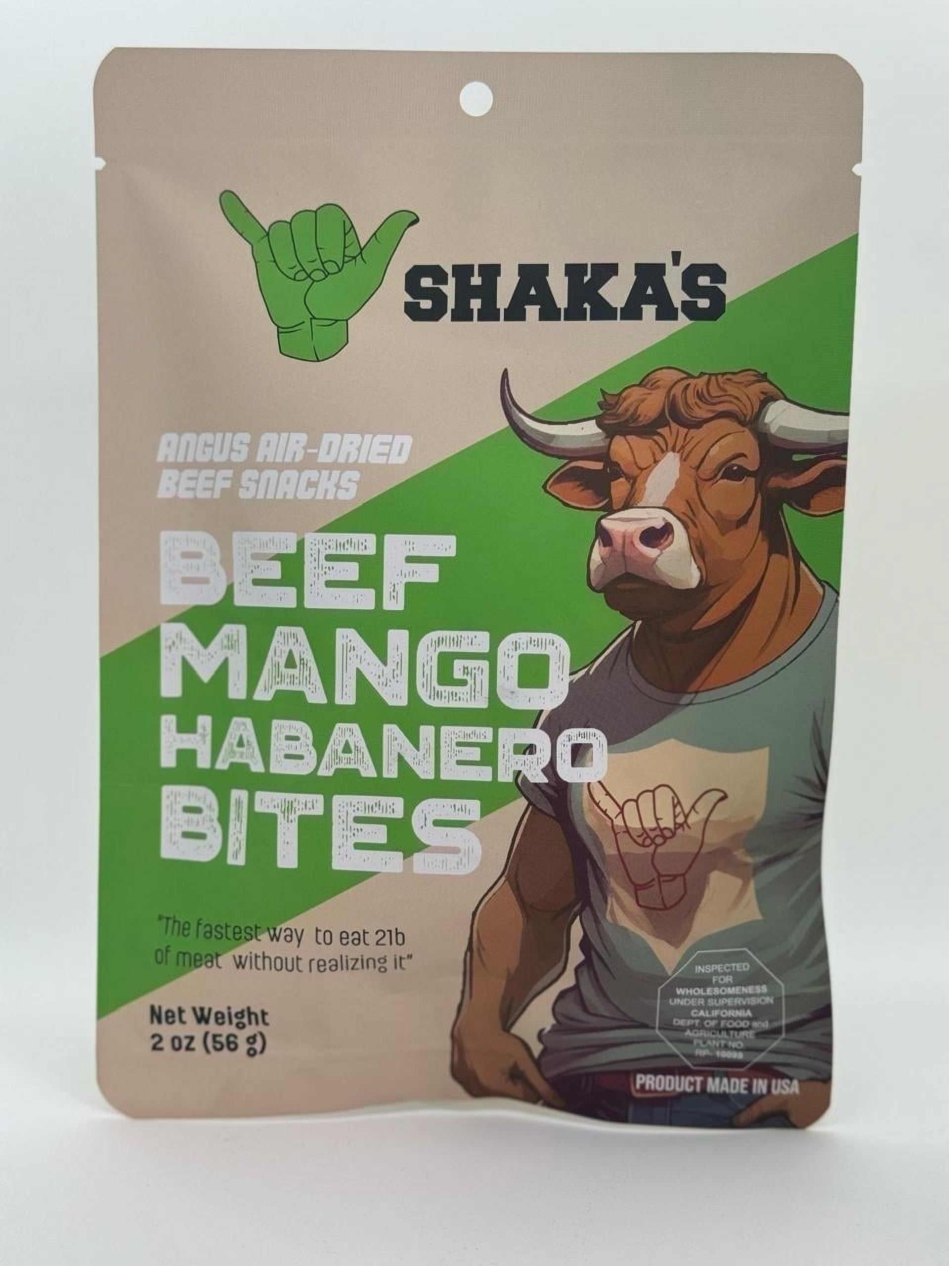 SHAKA'S Angus Air-Dried Beef Snacks Bites Mango Habanero 2 oz - Walmart.com