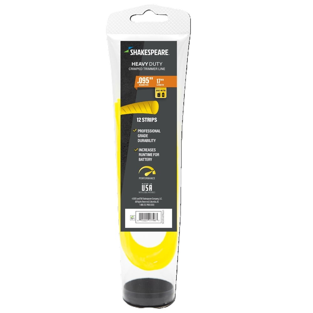 SHAKESPEARE 0.095" x 17" Heavy Duty Trimmer Line Strips - Yellow, Round ...