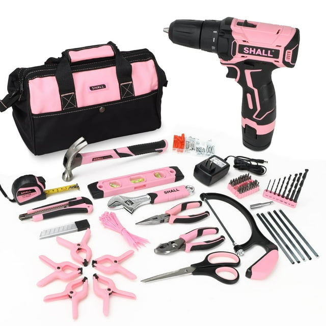 SHALL 222-Piece Home Power Tool Kit, Rechargeable 12V Cordless Drill ...
