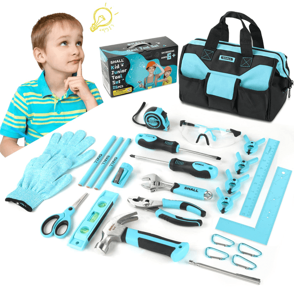 SHALL, Kids Tool Set, 26PCS, with 12" Tool Bag for Building & DIY ...
