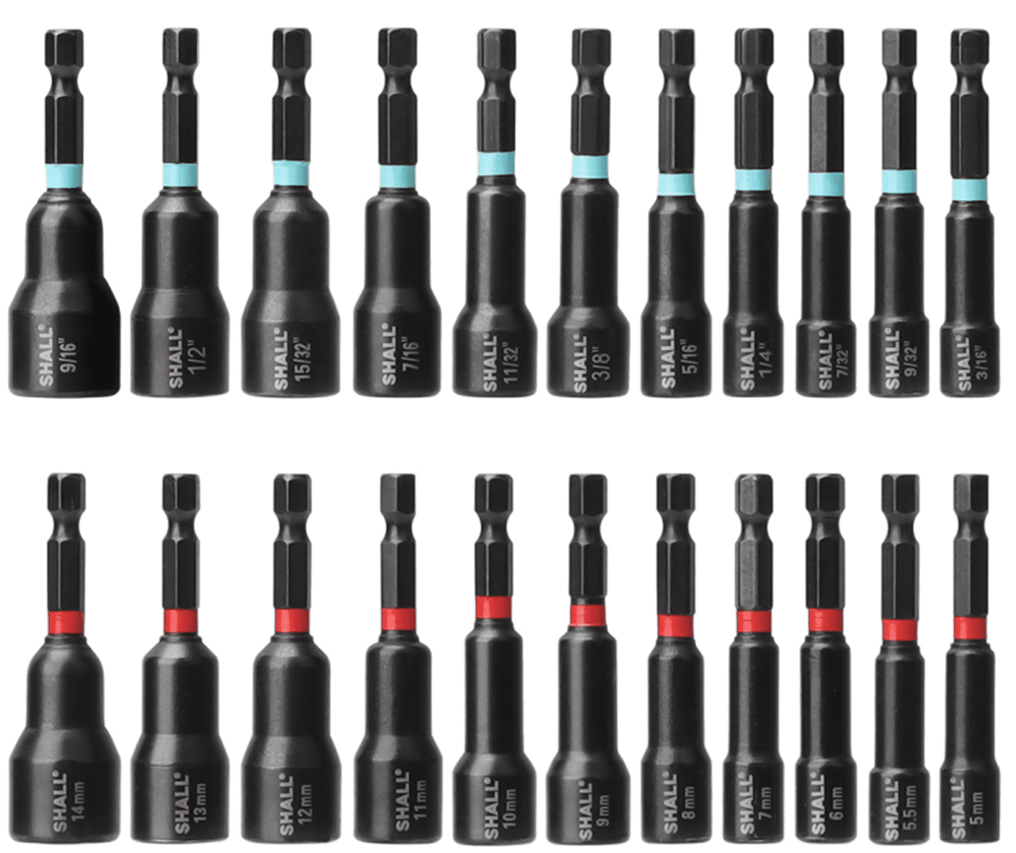 SHALL 29PCS Magnetic Nut Driver Set for Impact Drill, 1/4" Hex Shank ...