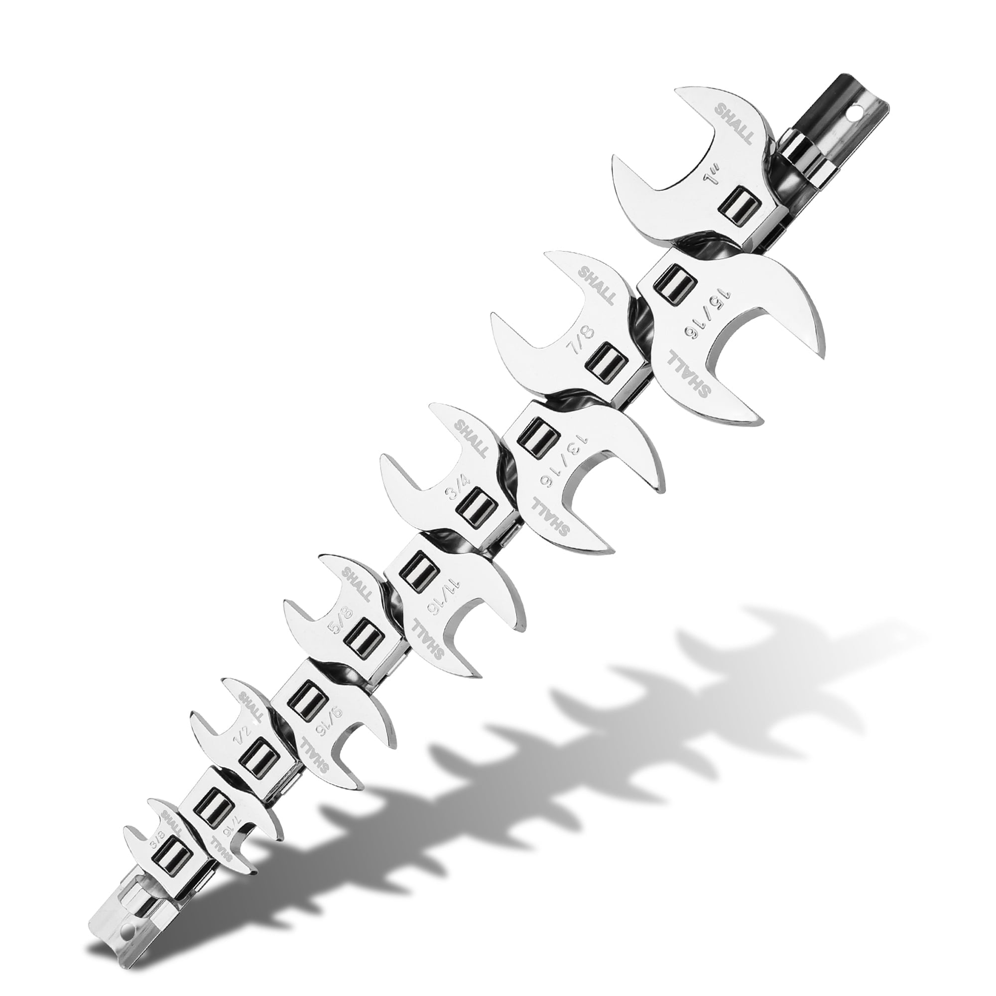 SHALL 3/8" Crows Foot Wrench Set, 11-Piece SAE Crowfoot Wrench Set with ...