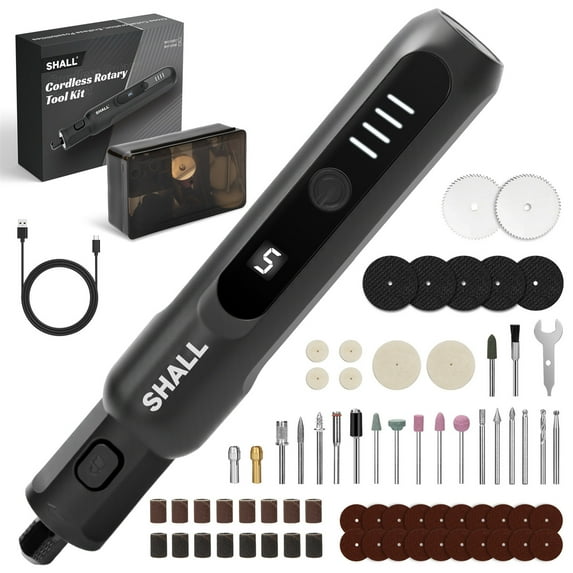 SHALL Cordless Rotary Tool Kit, 3.7V Mini Rotary Tool with 5 Speed and ...