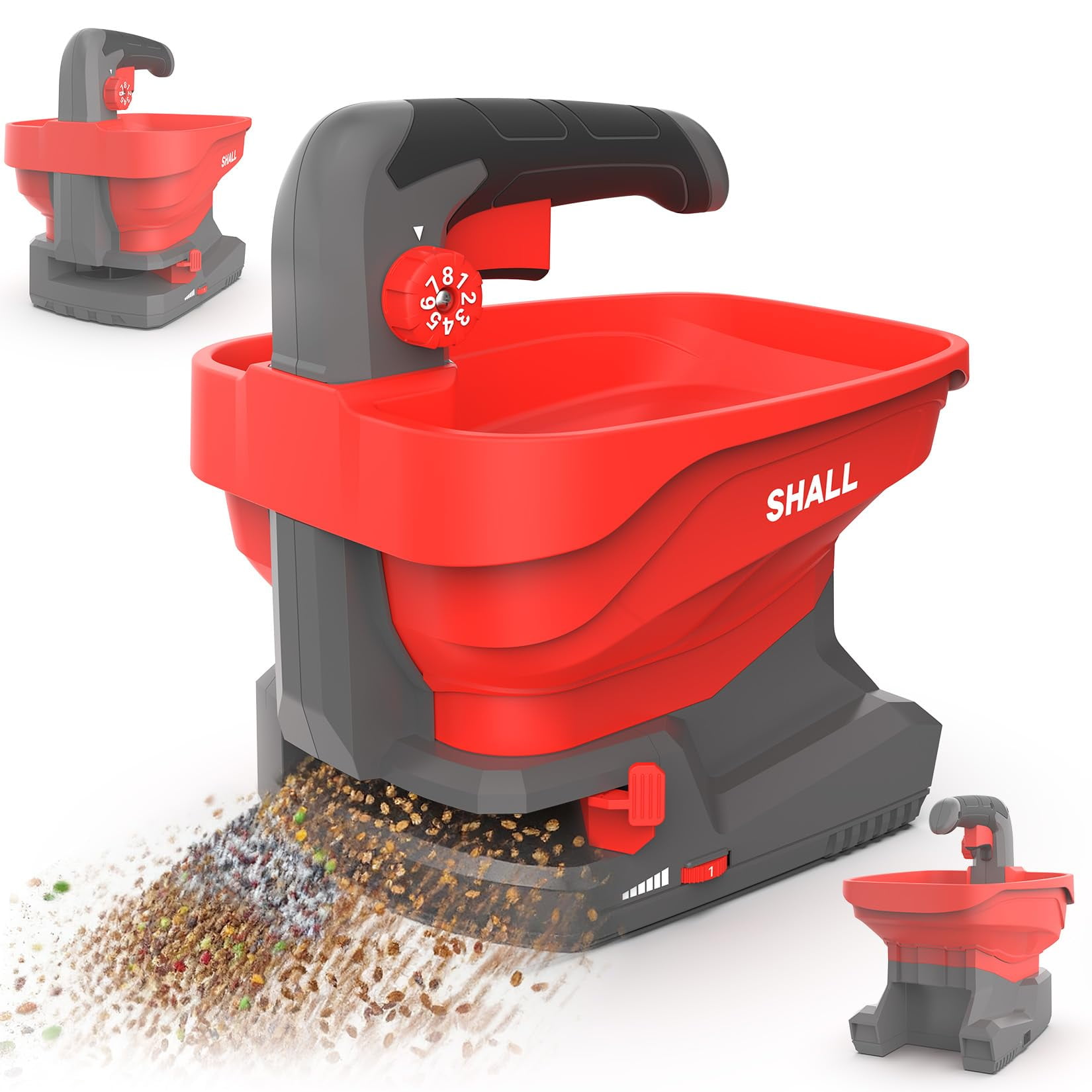 SHALL Battery Powered Fertilizer Spreader, 7.2V Rechargeable Seed ...
