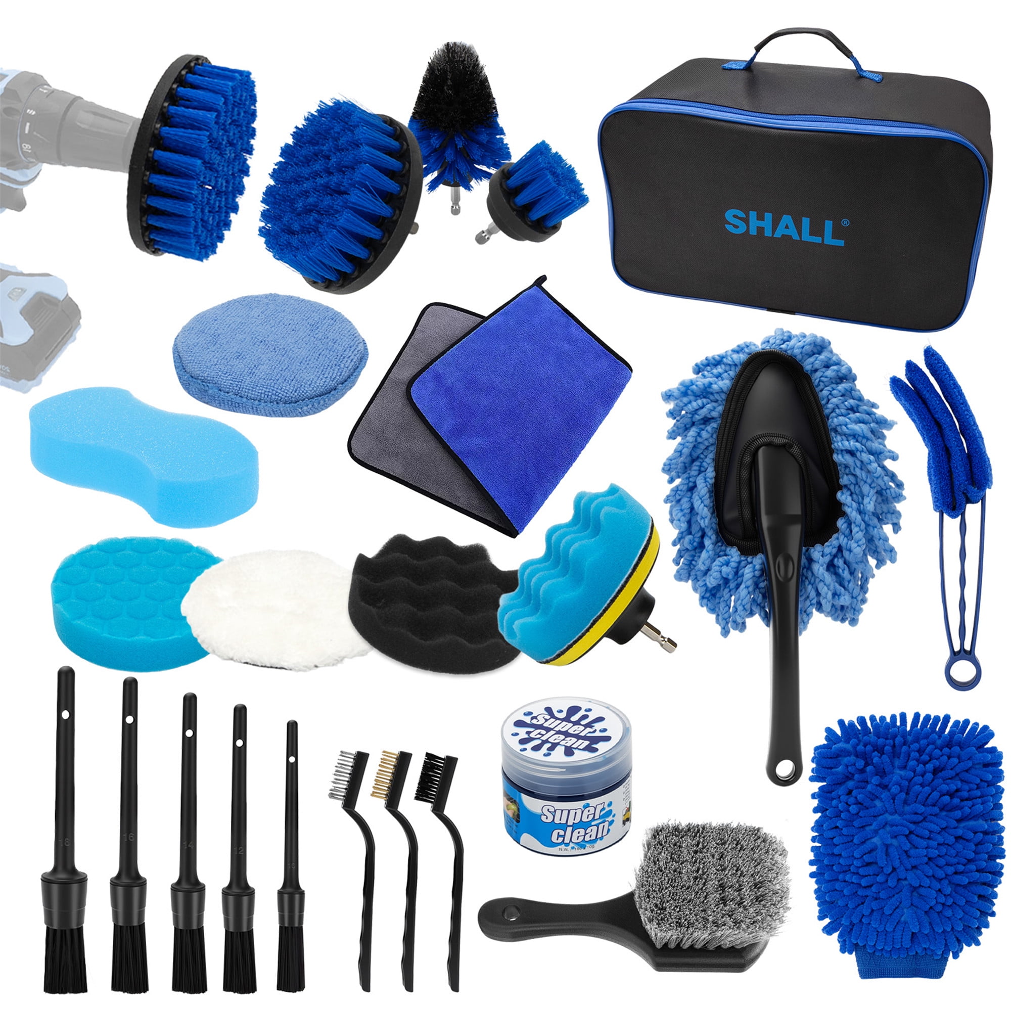 SHALL 28Pcs Car Detailing Kit, Professional Car Detailing Brush Set for ...