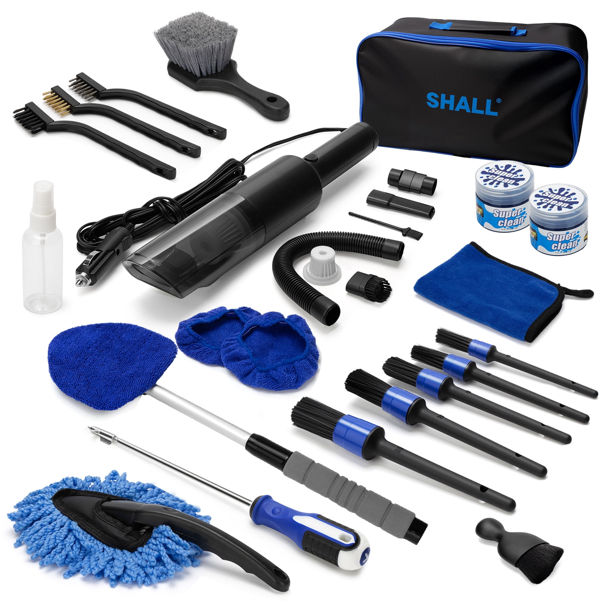 SHALL 19Pcs Car Detailing Kit Interior Cleaner with Handheld Car Vacuum ...