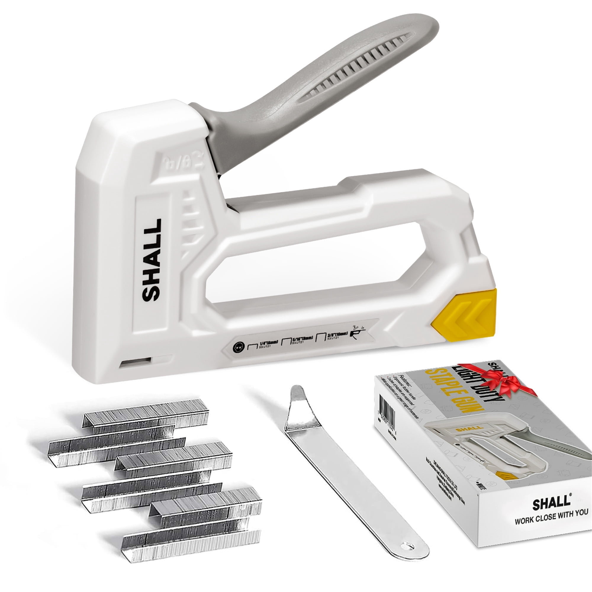SHALL Light Duty Staple Gun for Wood, 1/4, 5/16, 3/8 in, with Staples ...