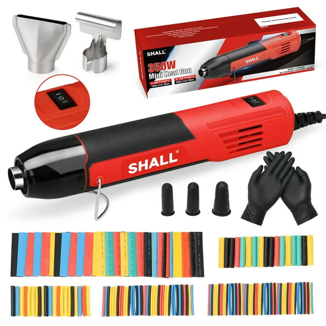 SHALL Mini Heat Gun, 350W Heat Gun for Crafting with 2 Nozzles, Dual ...