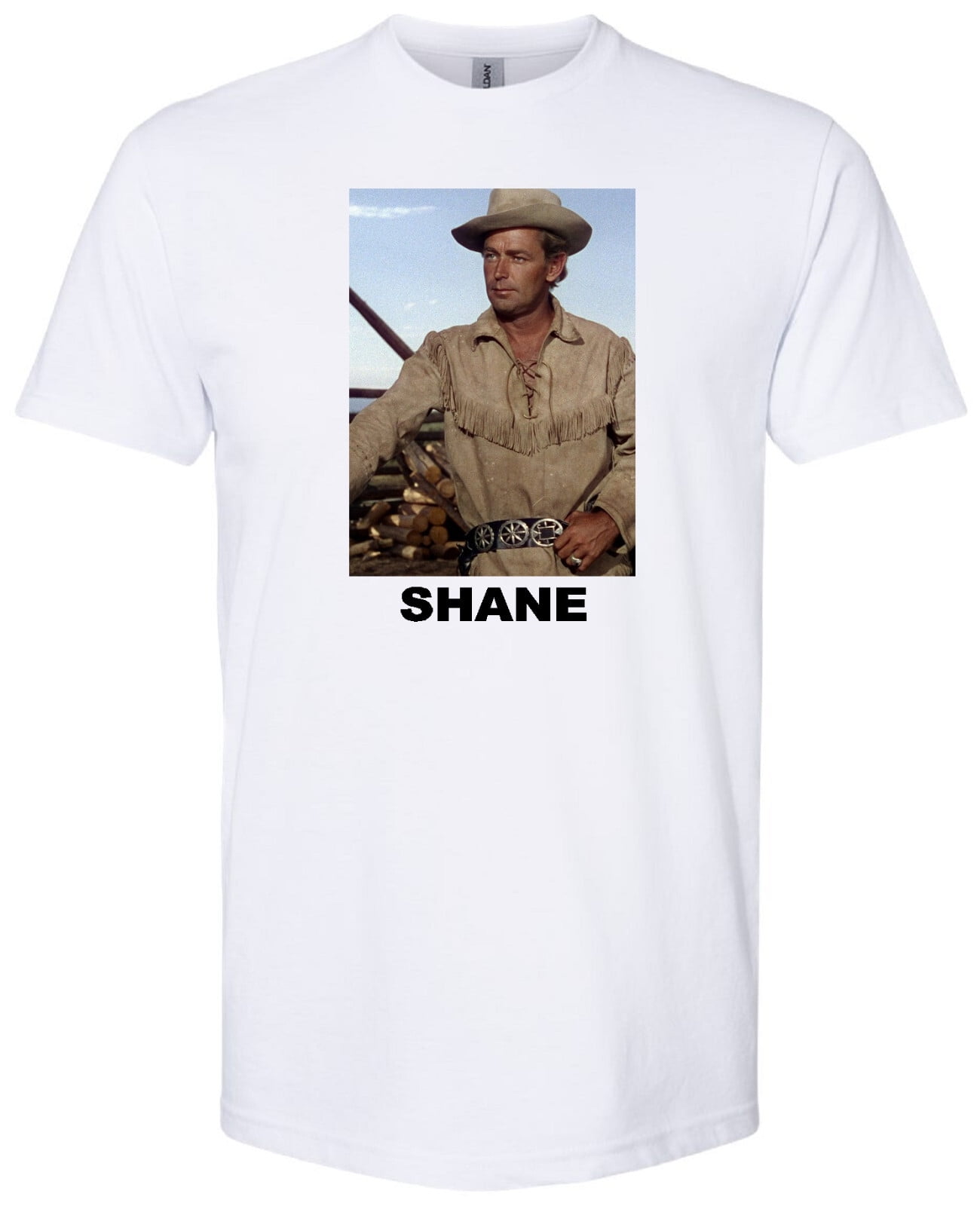 SHANE MOVIE ALAN LADD 1953 COWBOY WESTERN RETRO WHITE T-SHIRT - Walmart.com