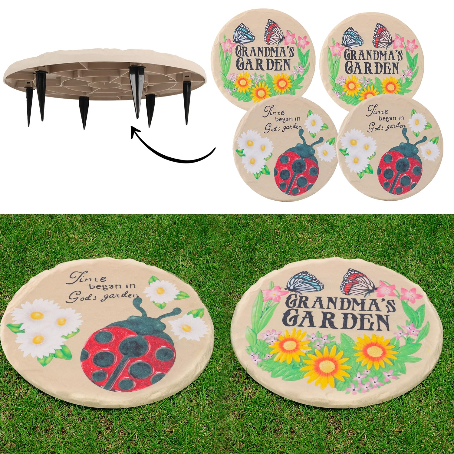 SHANGUP 4Pcs 15.5" Large Stepping Stones Outdoor Garden Walkway ...
