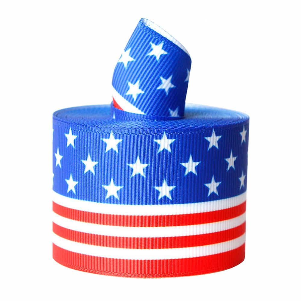 SHANGYU 1 Roll USA Flag Ribbon Fabric Wrapping Ribbon Patriotic ...