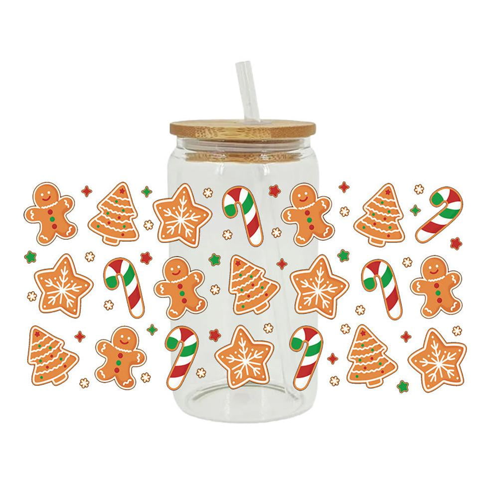SHANGYU UV DTF Cup Wrap Transfer Stickers, Christmas UV DTF Transfer Sticker, for Glass Xmas ...