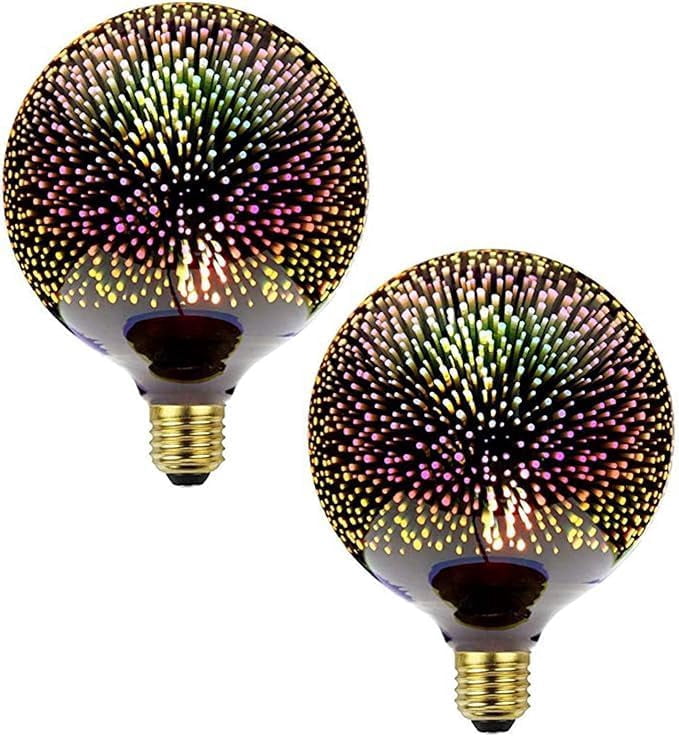 SHANJIA 2 Pack 3D Firework Bulb, LED Bulb E27 AC 85-220V 4W G95 Retro ...
